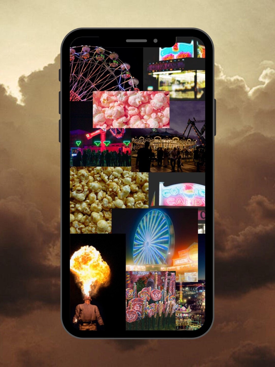 Funfair Night Neon Aesthetic iPhone Wallpaper Background Phone ...