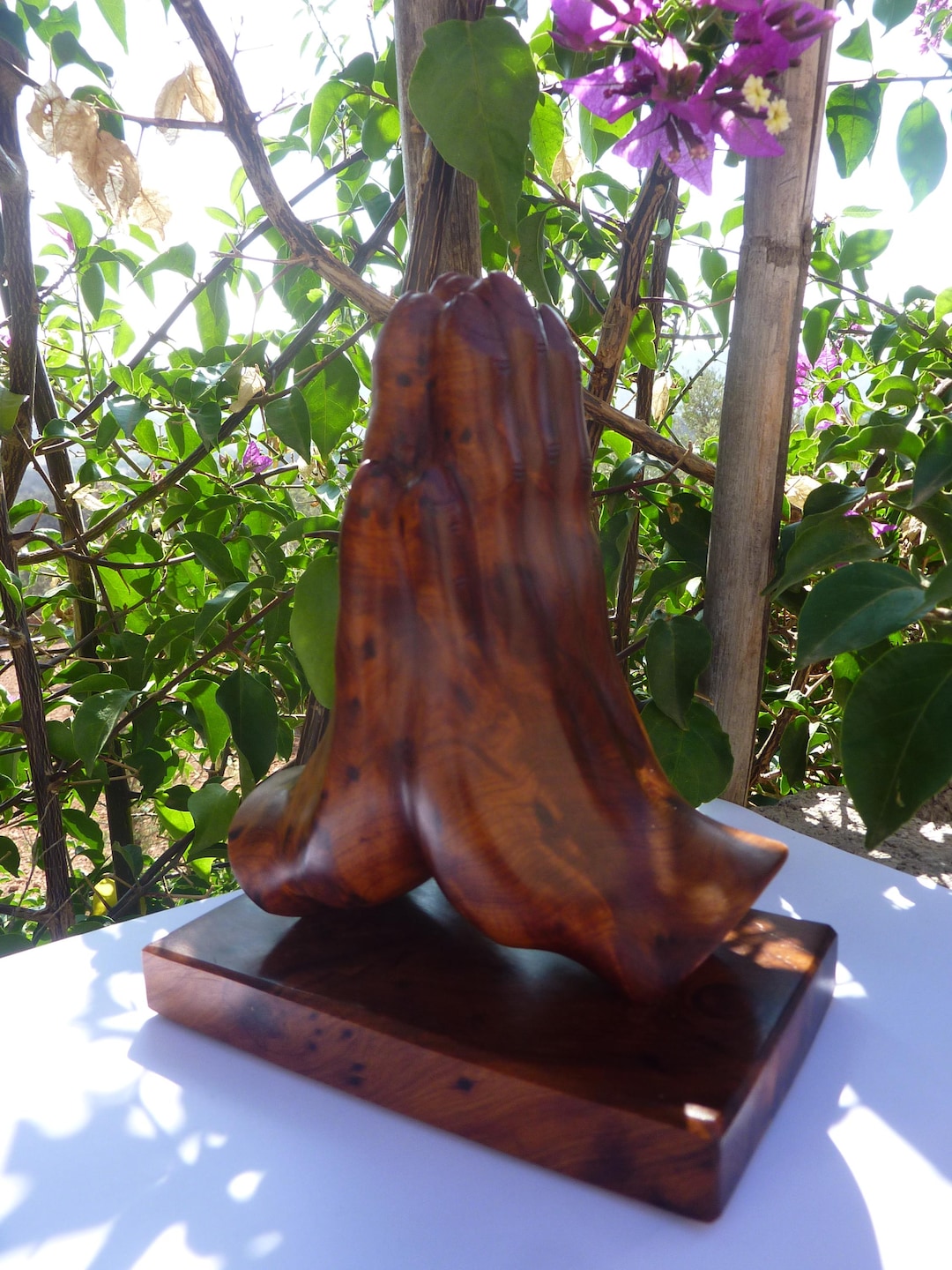Praying Hand Sculpture - Handcrafted Wood Art Piece for Mom, Unique ...