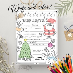 Children's Letter to Santa Coloring Page | PDF Printable Christmas ...