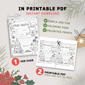 Children's Letter to Santa Coloring Page | PDF Printable Christmas ...