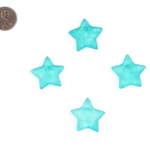 4 Bright Aqua Sea Glass Star Pendants: Sea Glass Pendants Blue Sea ...