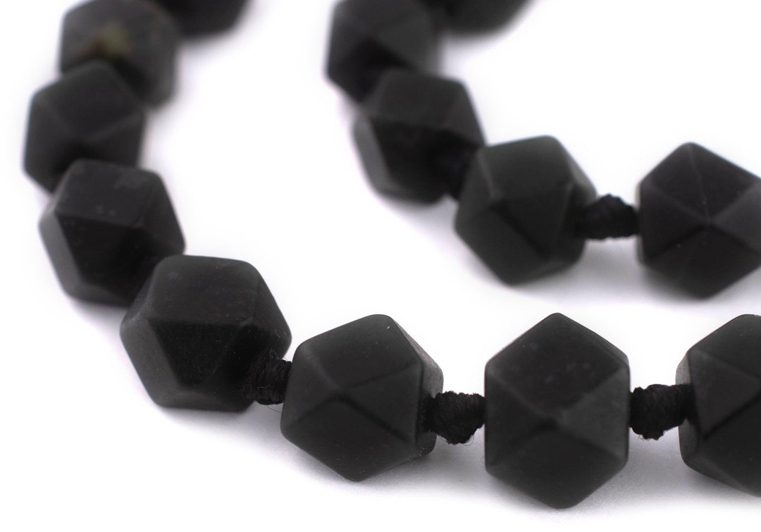 27 Black Cornerless Cube Serpentine Beads 9-12mm: Diamond Shape Beads ...
