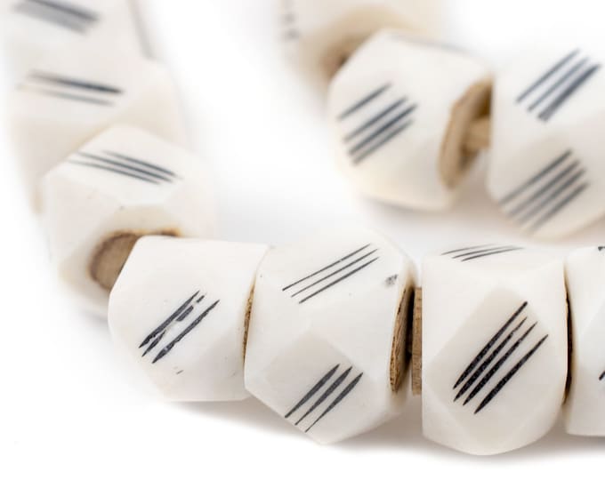 40 Scratch Carved Kenya Bone Beads Faceted: Faceted Shaped Beads ...