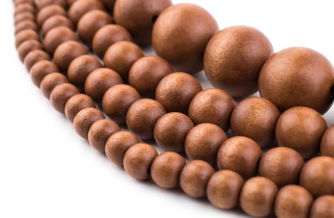 Natural Wood Beads: Natural Round Wooden 8mm 10mm 12mm 20mm Boho Spacer ...
