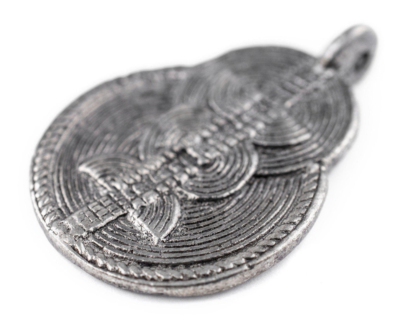 Silver Double Sun & Moon Baule Pendant 32x46mm: Baoule Pendant White ...