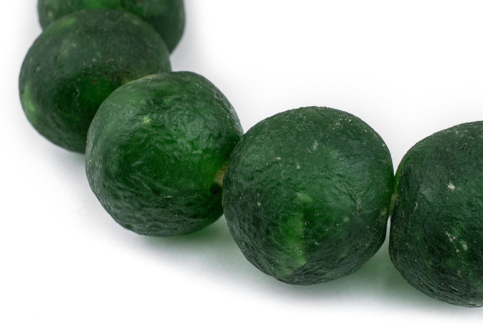25 Super Jumbo Green Recycled Glass Beads 35mm: Farmhouse Beads Coffee ...