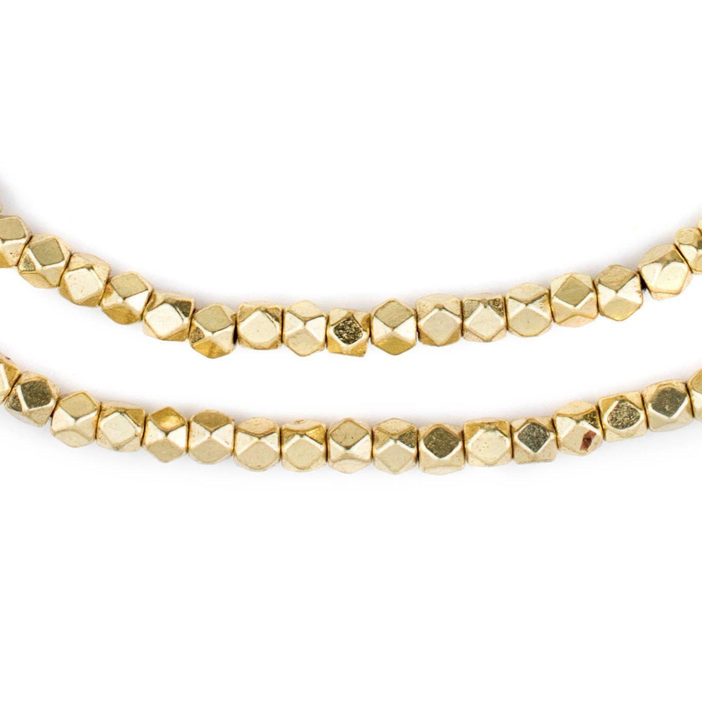 155 Gold Diamond Cut Beads 4mm: Faceted Cube Beads Ethnic Metal Beads ...