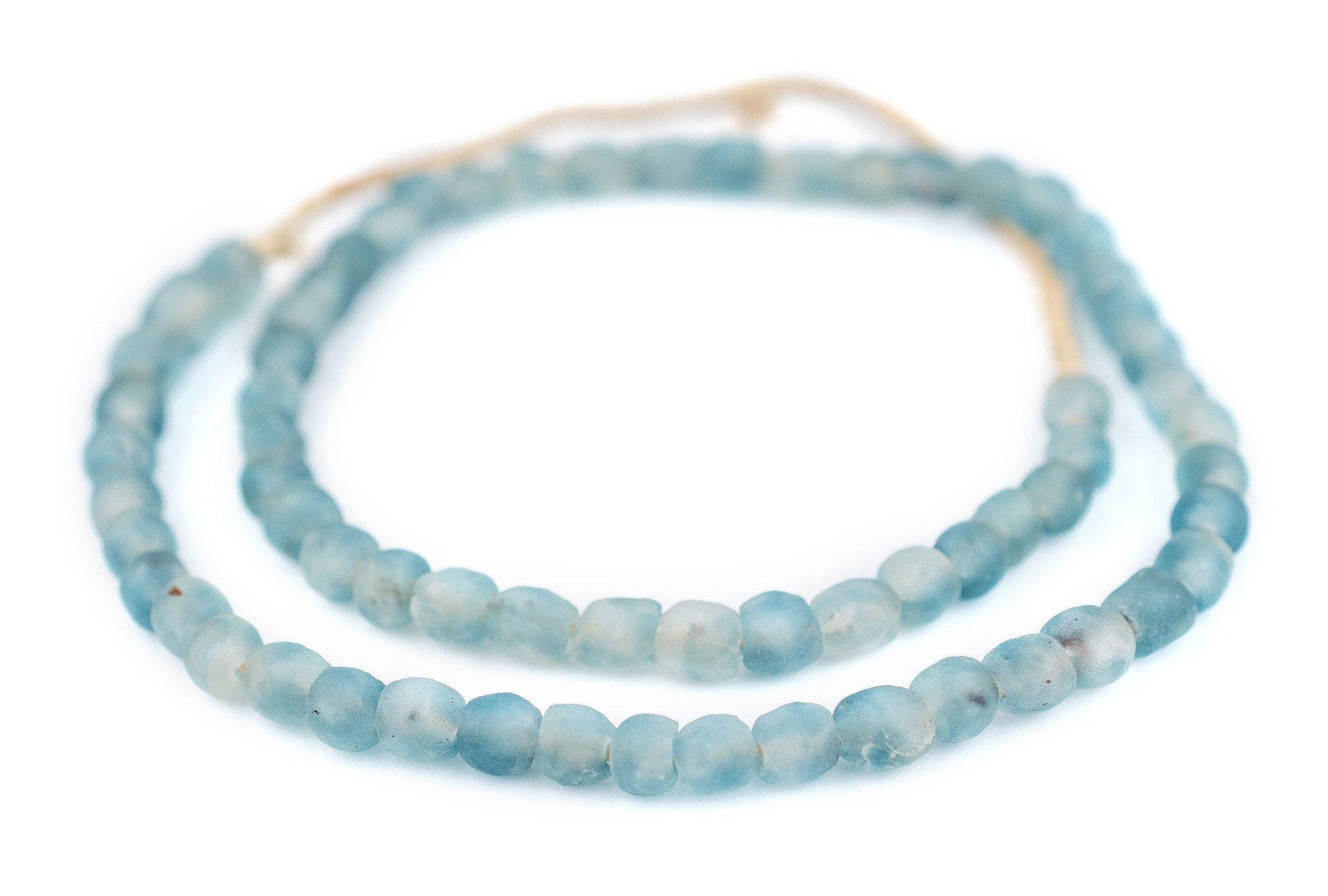 70 Blue Wave Marine Recycled Glass Beads 7mm: Matte Glass Beads Frosted ...