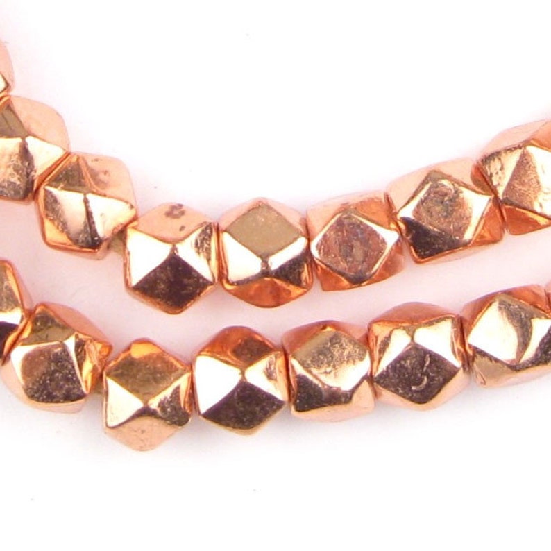 65 Jumbo Copper Diamond Cut Beads: Ethnic Metal Spacer Faceted Shaped ...