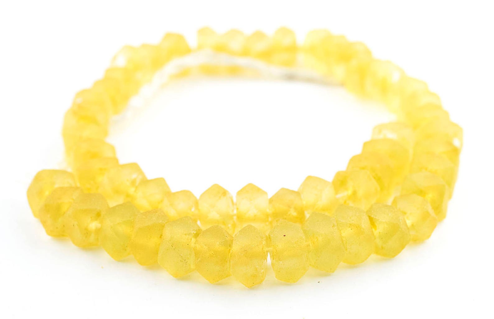 48 Recycled Java Glass Beads Yellow Sea Glass Beads | Etsy