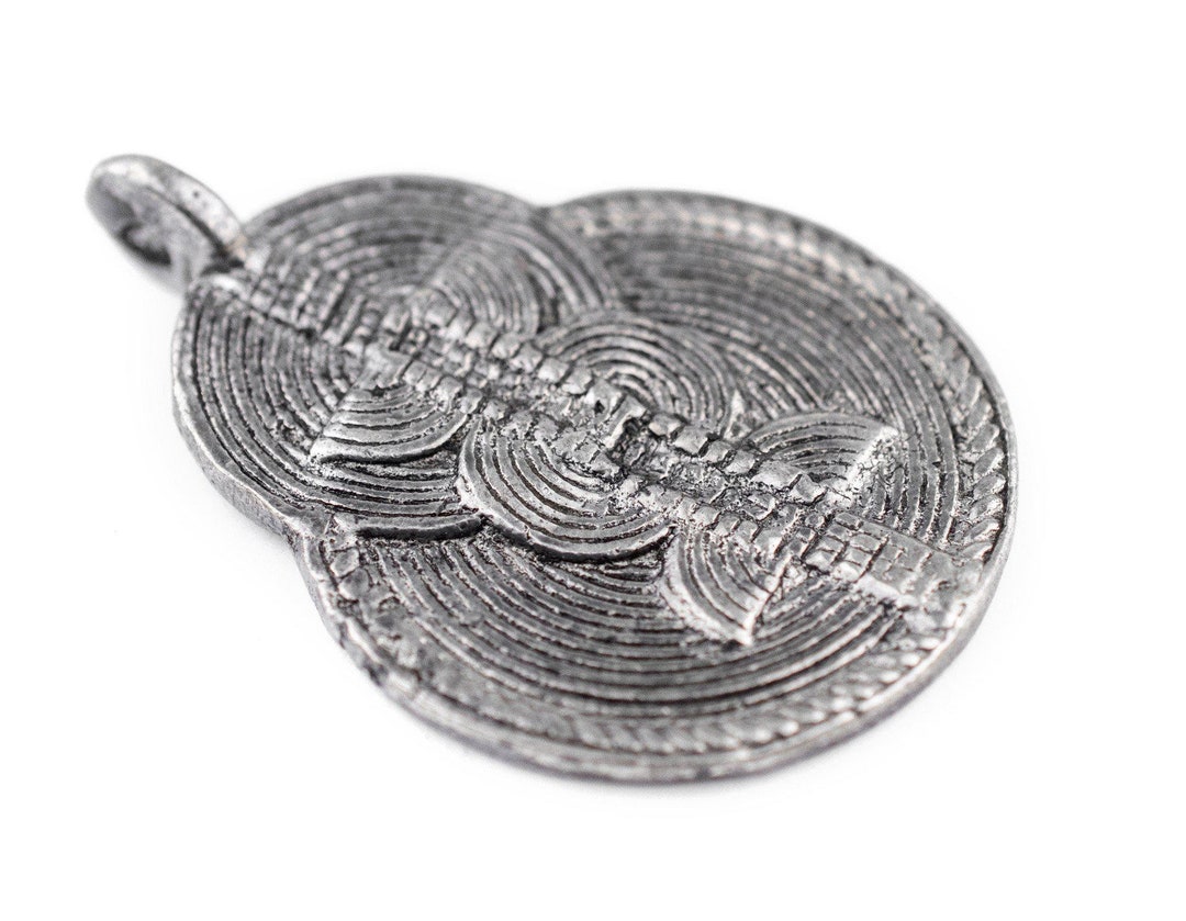 Silver Double Sun & Moon Baule Pendant 32x46mm: Baoule Pendant White ...