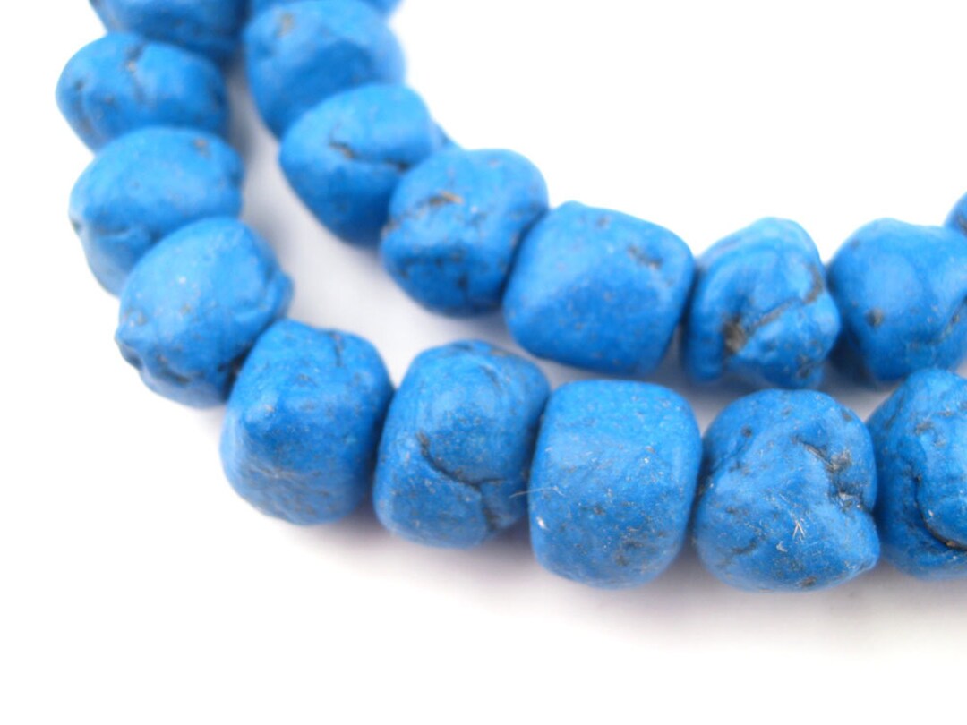 60 Deep Blue Moroccan Pottery Beads Chunk - African Clay Beads ...