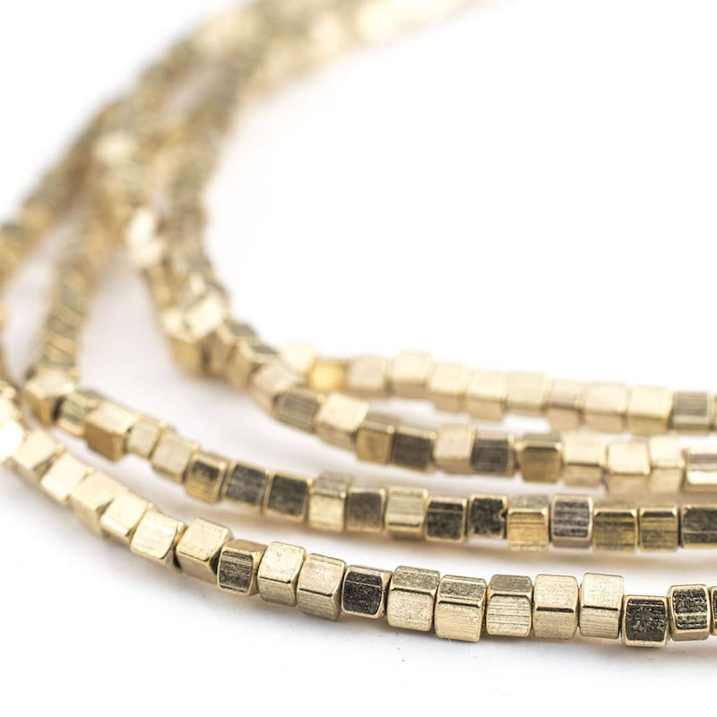 Gold Color Cube Beads - Etsy