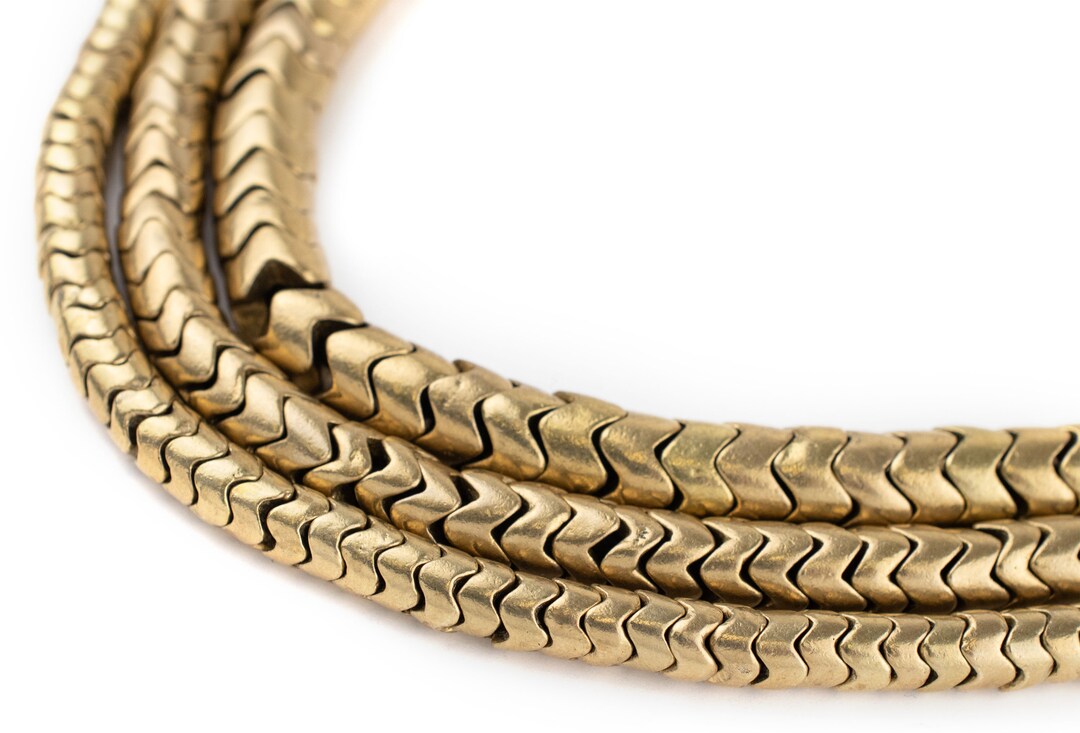 Brass Snake Vertebrae Beads: Interlocking Metal Wave Spacer Beads ...