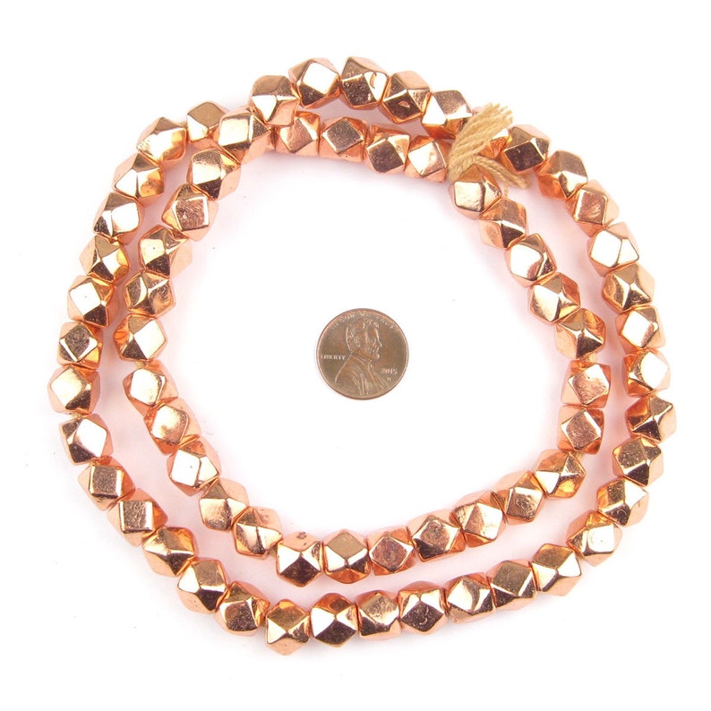 65 Jumbo Copper Diamond Cut Beads: Ethnic Metal Spacer Faceted Shaped ...