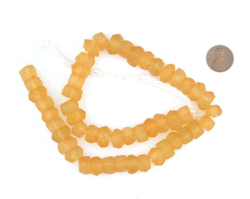 48 Recycled Java Glass Beads Orange Sea Glass Beads - Etsy