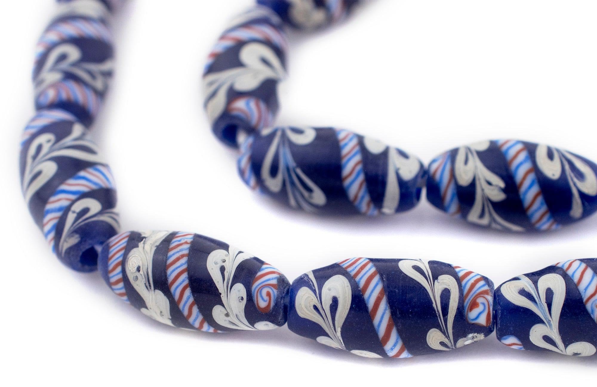 18 Indigo Blue Lewis & Clark Beads 24x12mm: Indonesian Java Beads ...