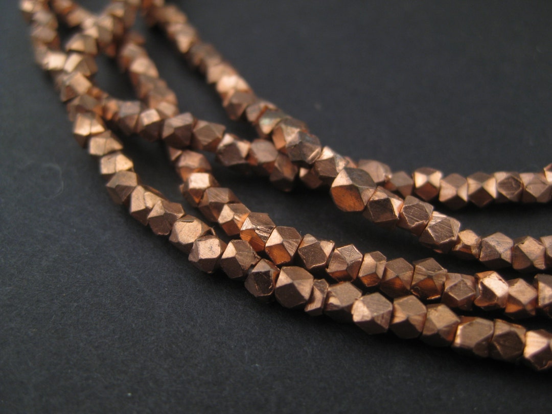 2mm Faceted Copper Beads - Full Strand - Copper Cornerless Cubes ...