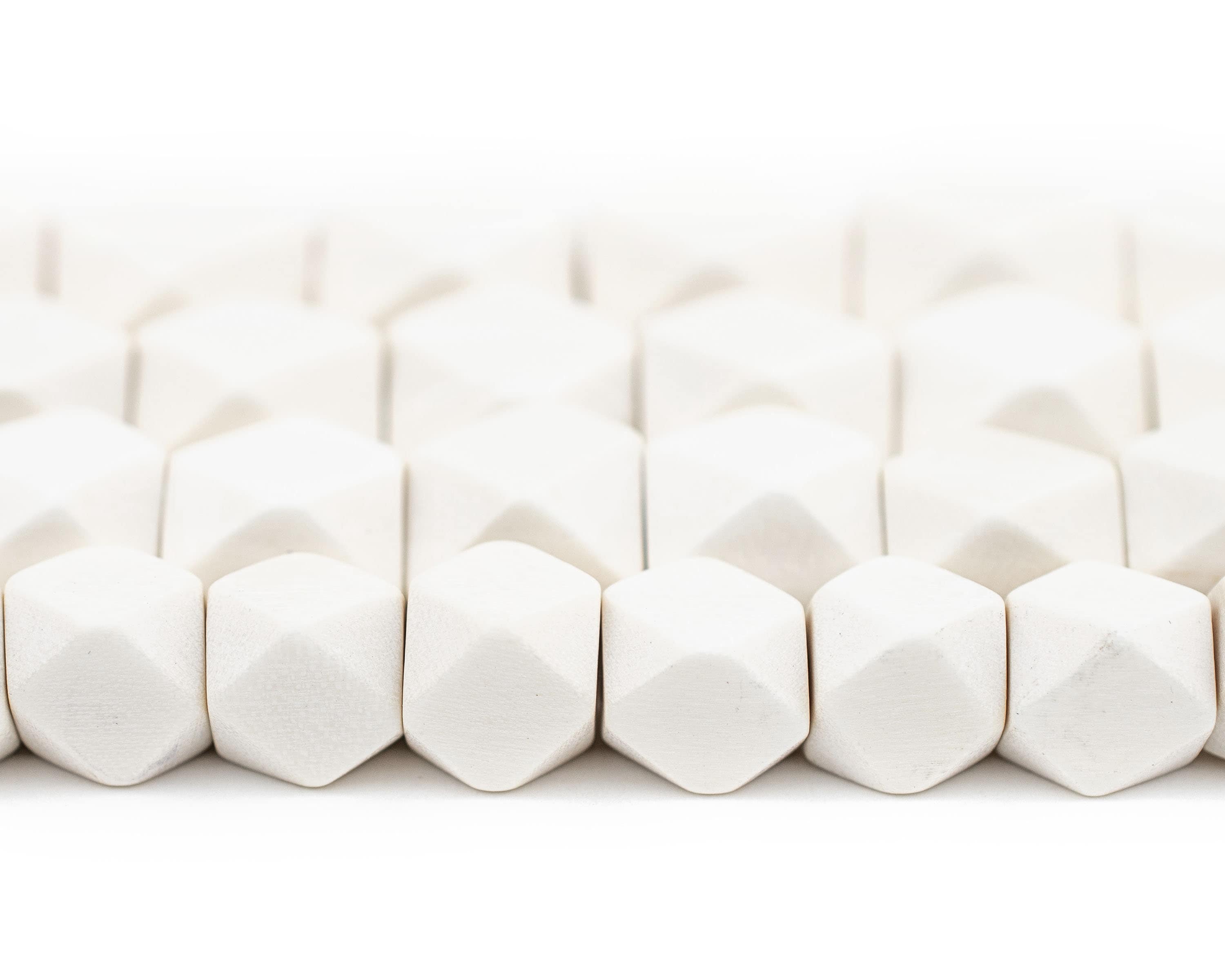 White Faceted Cube Beads: Wooden Cornerless Cube Beads | Etsy
