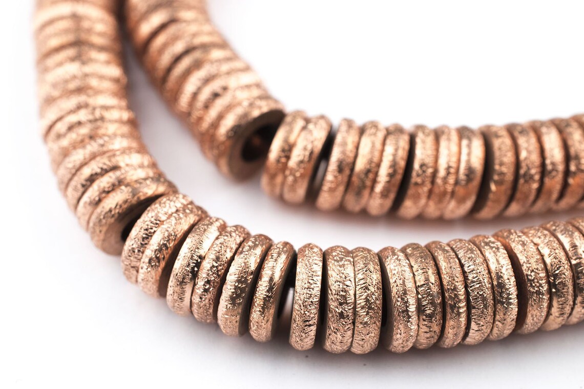 95 Copper Donut Beads: Metal Spacer Beads Ethnic Metal Beads Ring ...