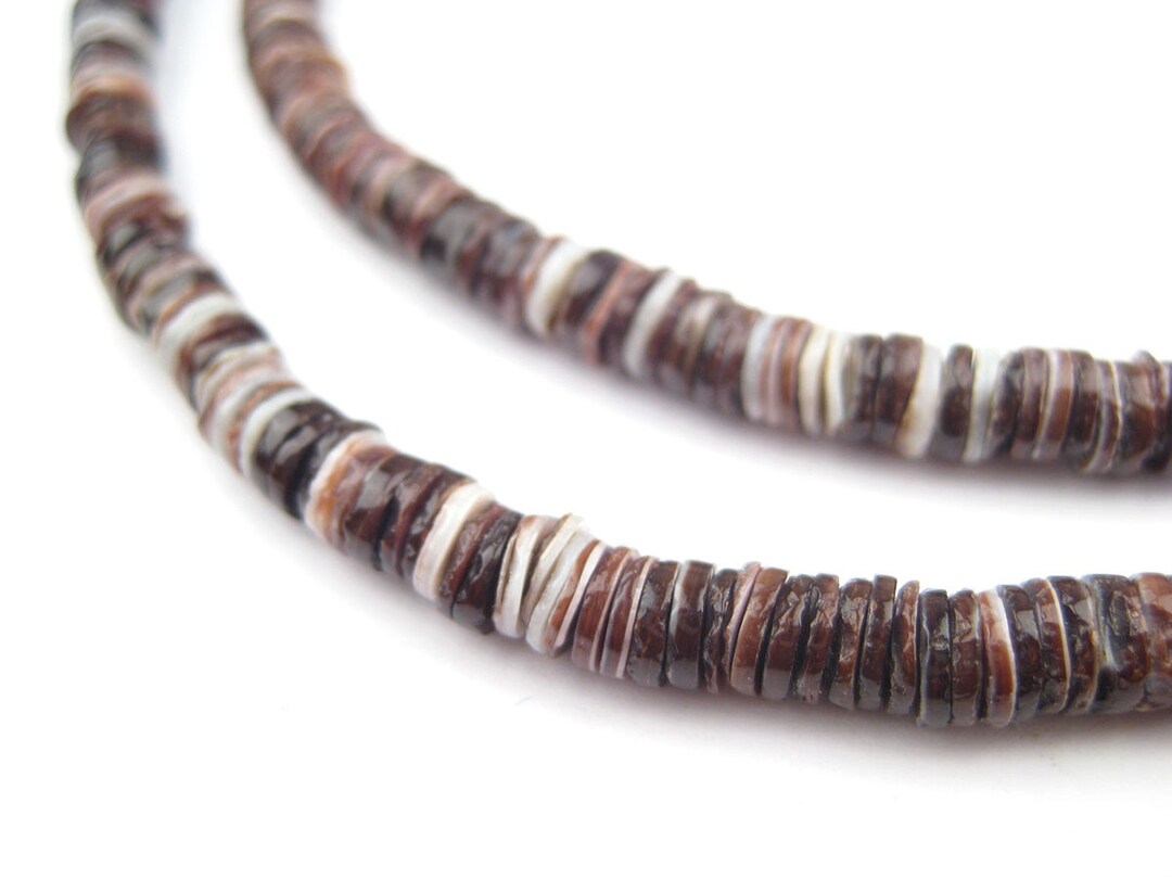 600 Oyster Natural Shell Heishi Beads: 5mm Purple Rustic Ethnic ...