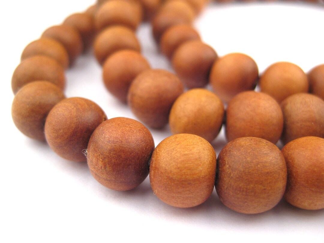 108 Natural Sandalwood Mala Beads: 10mm Mala Strand Yoga Meditation ...