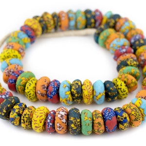 64 Jumbo House Medley Rondelle Fused Recycled Glass Beads 20mm ...