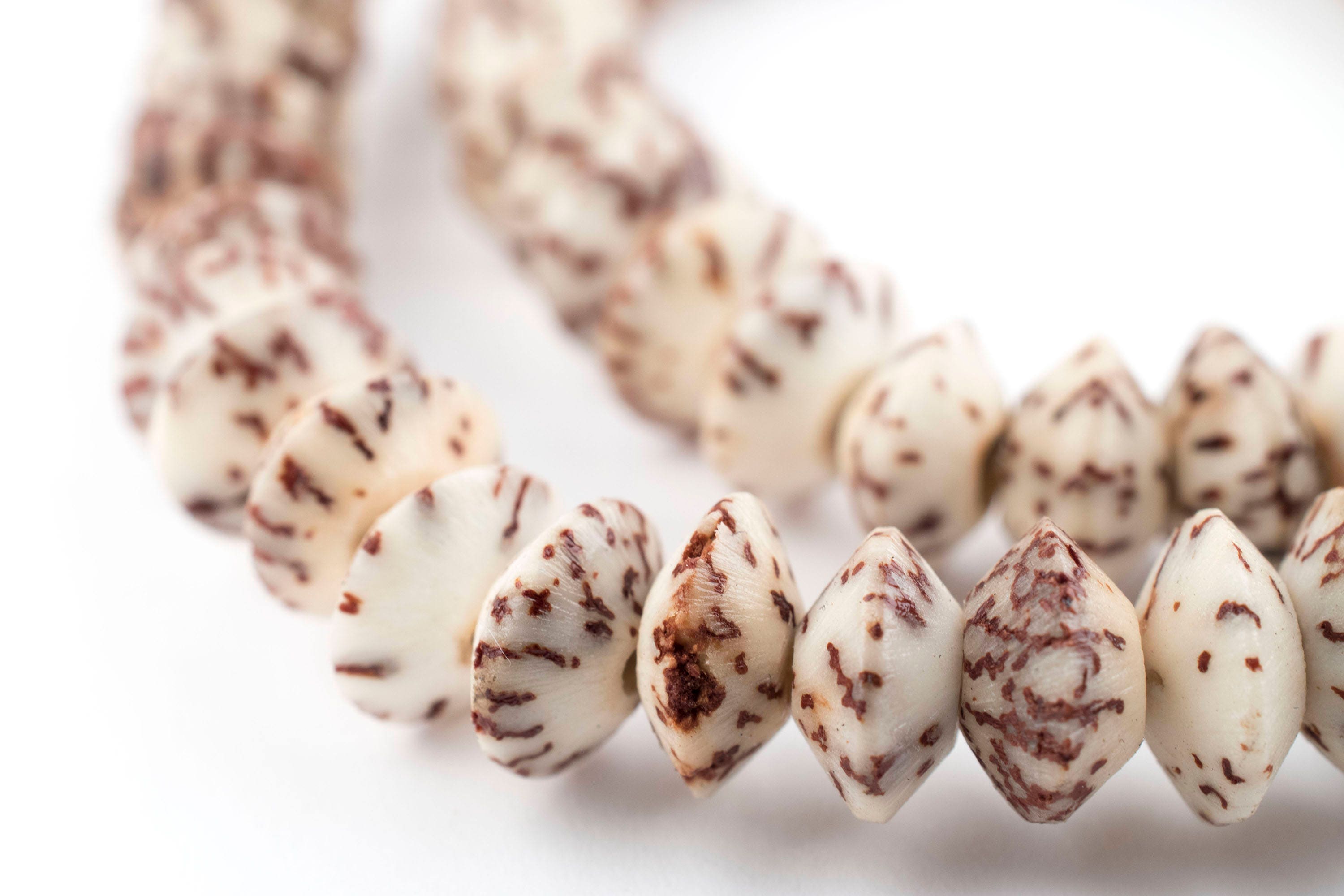 75 Brown & Beige Natural Saucer Seed Beads: Real Wood 10mm Shaped ...