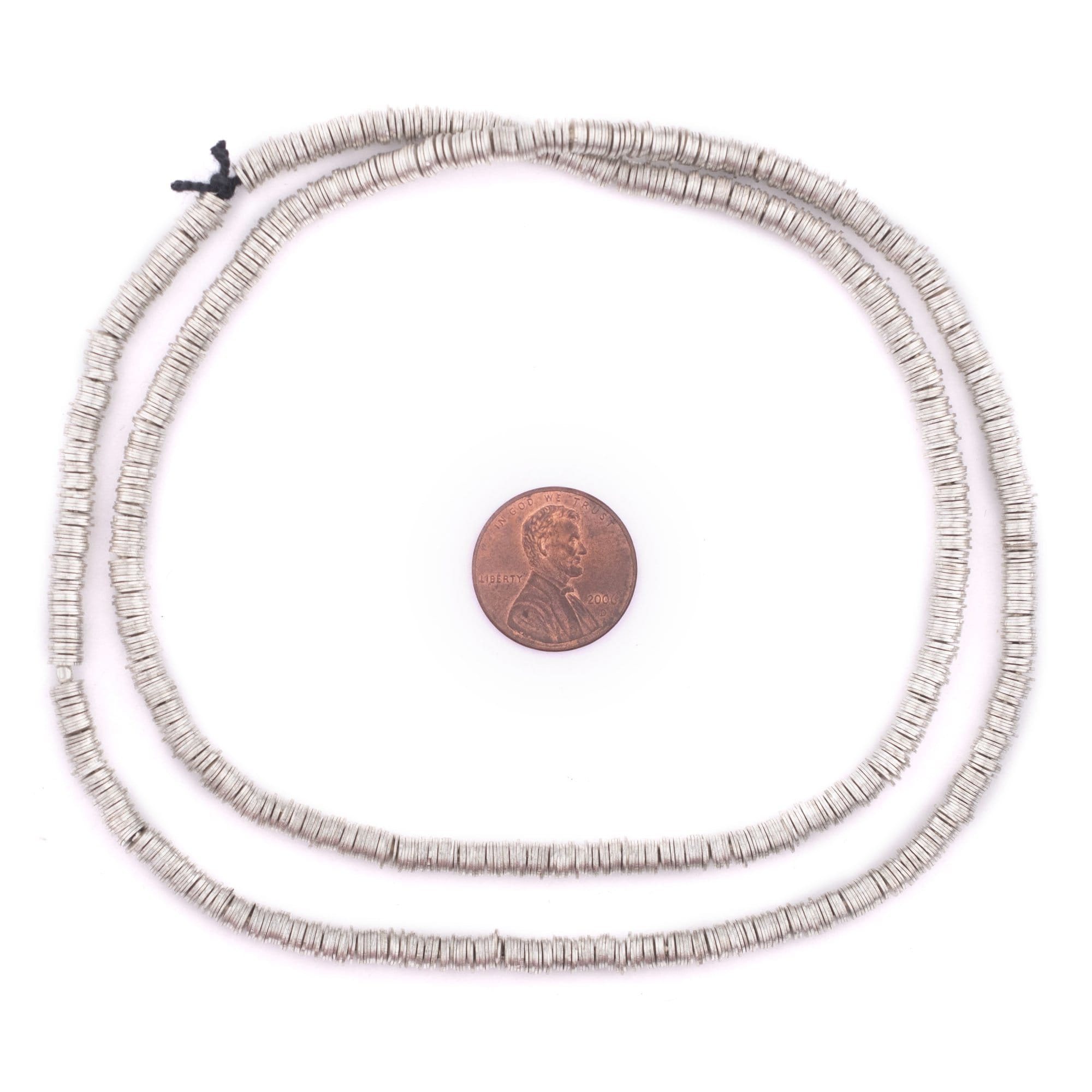 1200 Silver Flat Disk Heishi Beads 4mm: Ethnic Metal Beads Metal Spacer ...