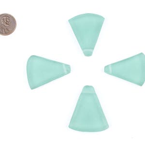 4 Green Aqua Triangle Sea Glass Pendants: Green Sea Glass Recycled ...