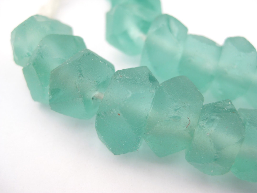 48 Recycled Java Glass Beads - Translucent Sea Glass Beads - Indonesian ...