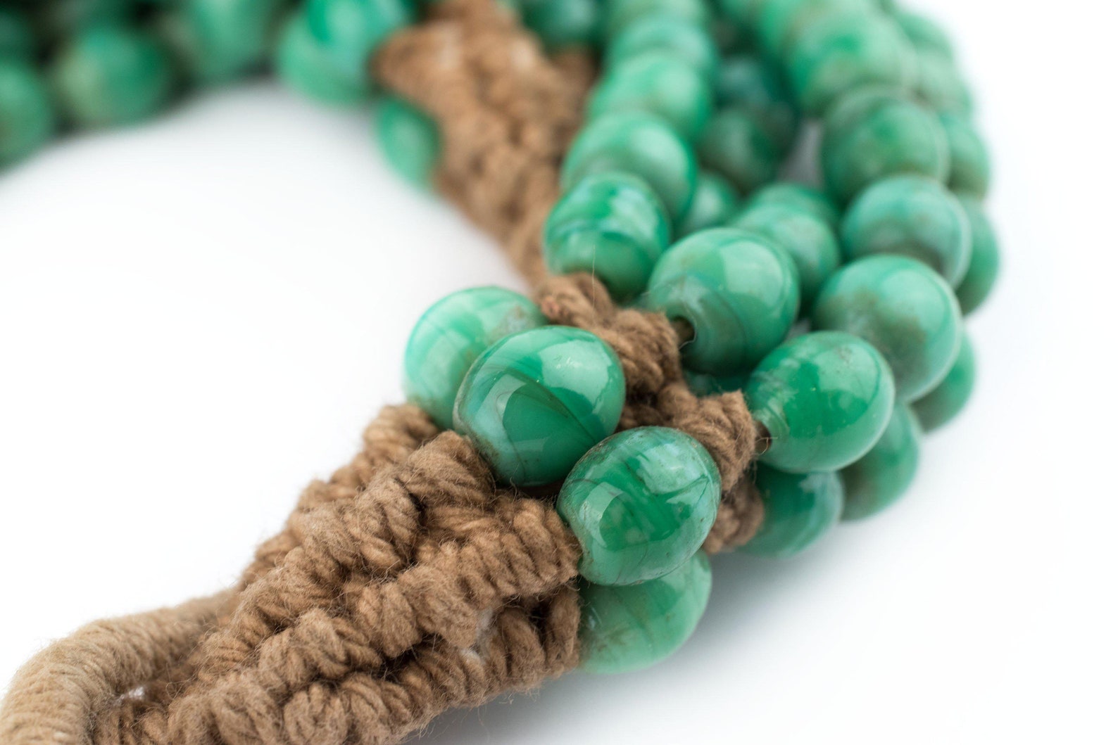 330 Green Aqua Naga Bead Necklace: Nepal Glass Beads Oval Shaped Beads ...