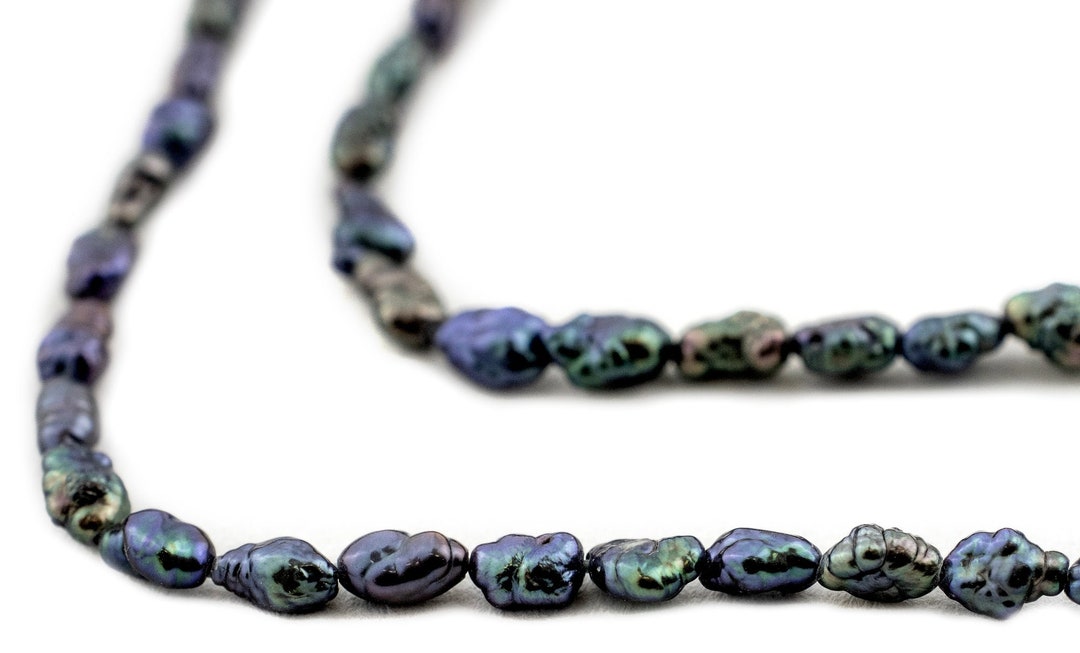 Iridescent Vintage Japanese Rice Pearl Beads, Black 3mm, 16 Inch Strand ...