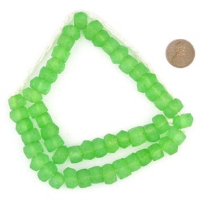 48 Recycled Java Glass Beads - Green Sea Glass Beads - Indonesian ...