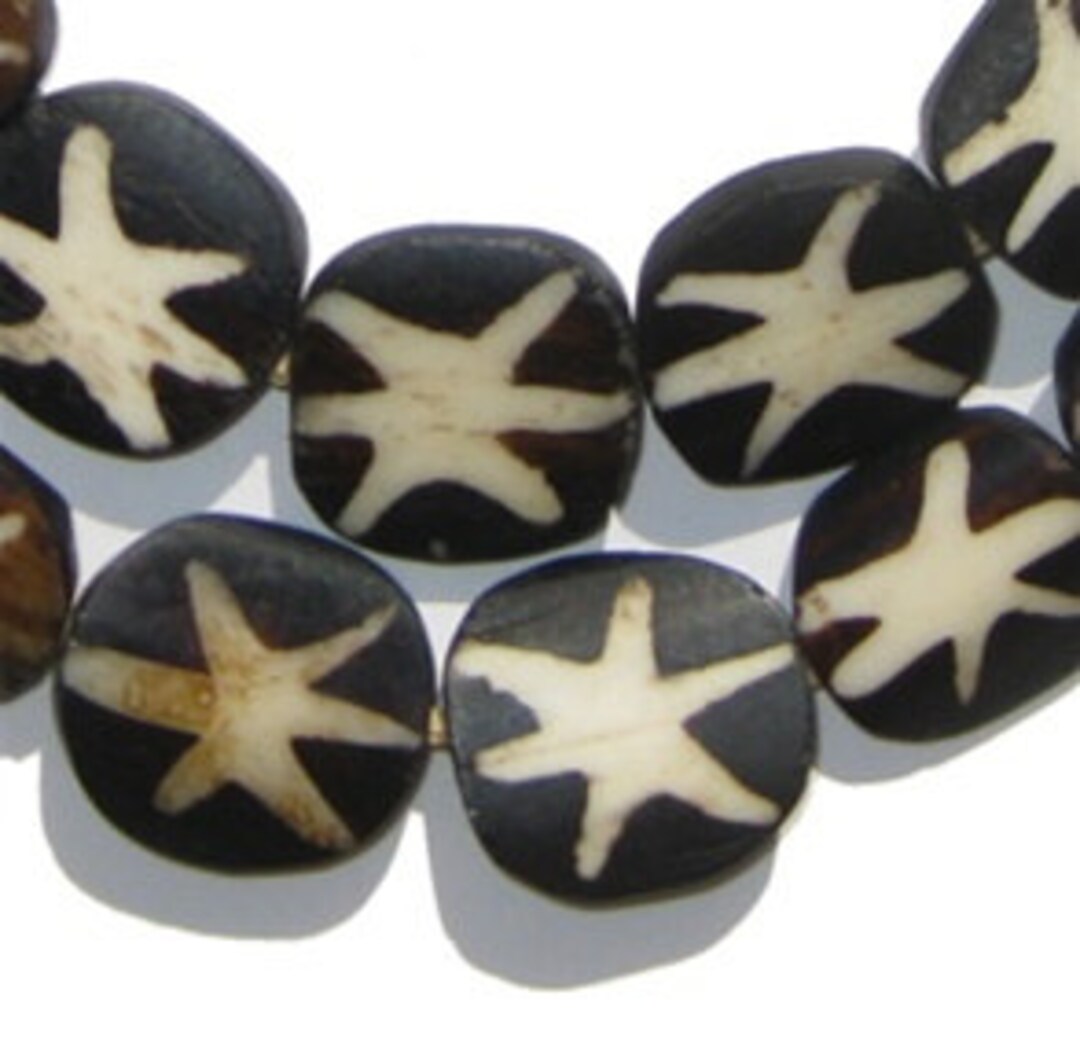 30 Starfish Design Batik Bone Beads Circular African Beads - Etsy