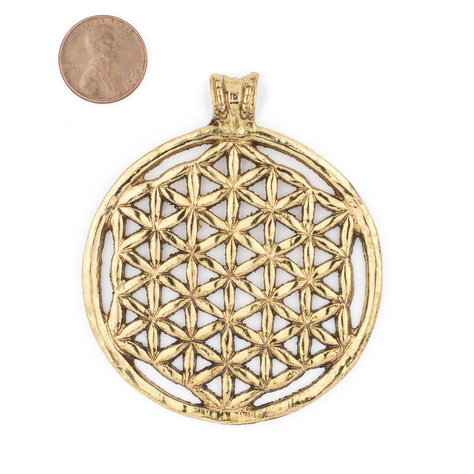 Brass Arabian Lattice Pendant 75x64mm: Weaved Boho Pendant Brass ...