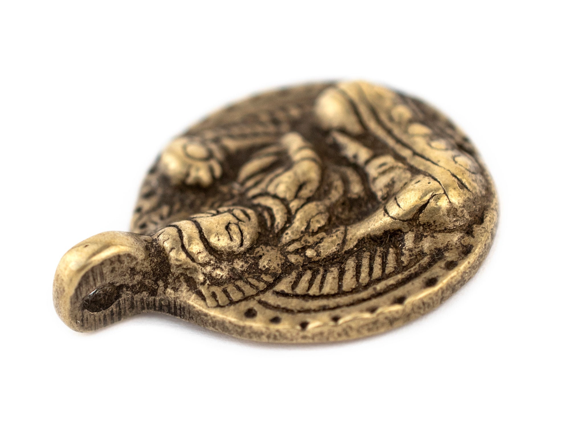 Round Antiqued Brass Buddha Pendant 28x34mm: Handmade Tibetan - Etsy