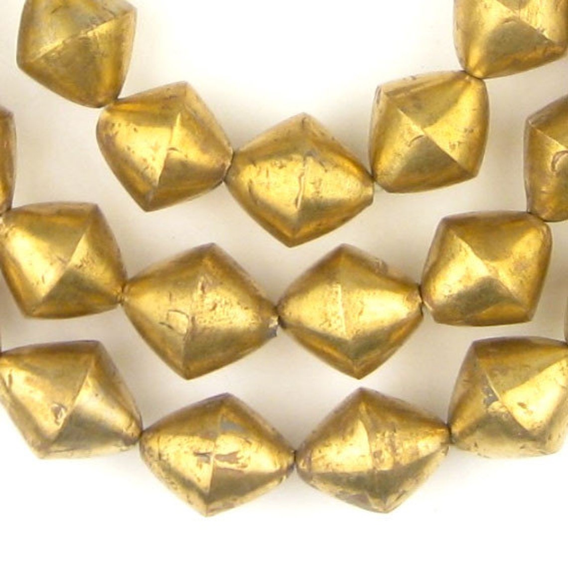 50 Mali Brass Bicone Beads - Large Metal Bicones - Large Brass Bicones ...