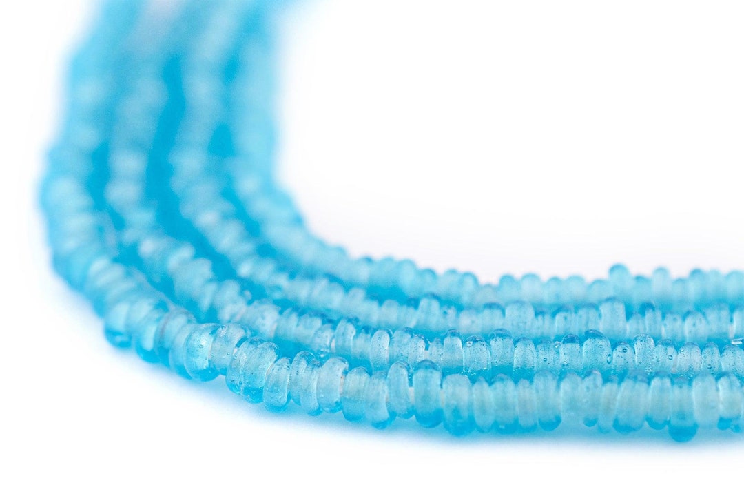 500 Clear Marine Java Glass Heishi Beads: Java Seed Beads Bali Glass ...