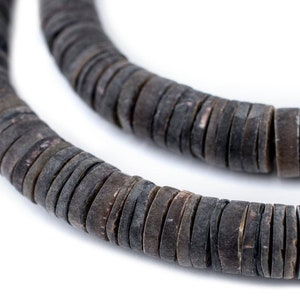 Matte Black Shell Heishi Beads: 12mm 16mm 20mm Natural Sea Shell Flat ...