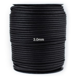 Black Waxed Cotton Cord: Choose 0.5mm 1mm 1.5mm 2mm 2.5mm 3mm, Spool of ...