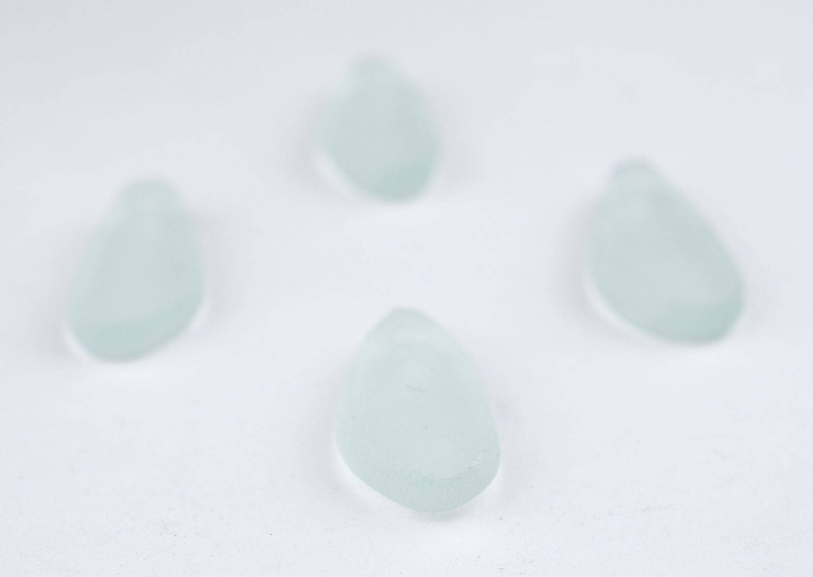 4 Clear Teardrop Sea Glass Pendants: Clear Sea Glass Teardrop - Etsy
