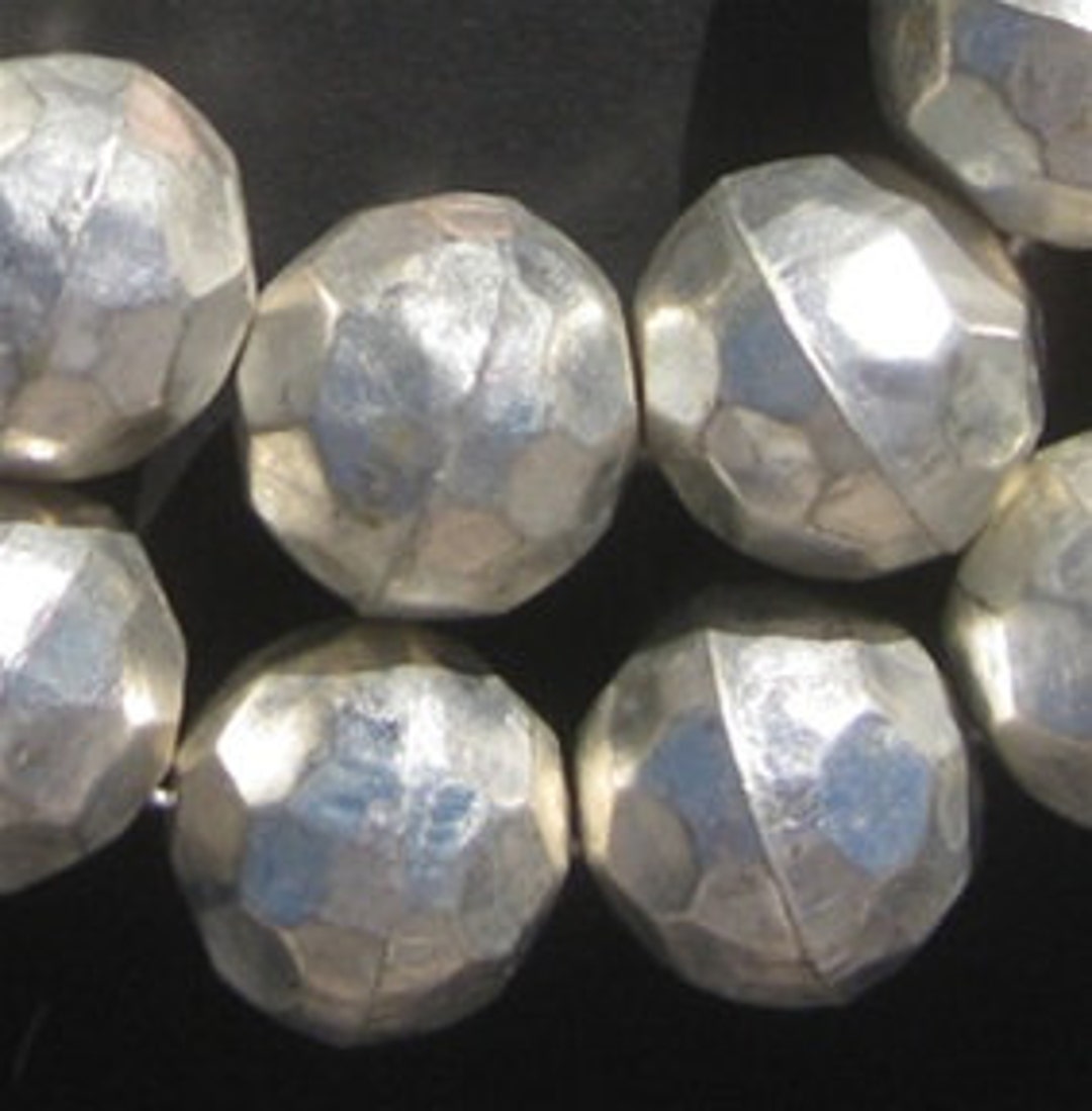 25 Faceted Silver Beads 24mm - Huge Beads - Large Metal Beads - Hollow ...
