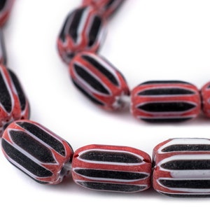 48 Black & Red Chevron Beads 12x9mm: Glass Chevron Beads Chevron Trade ...