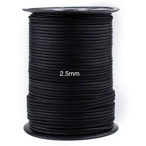 Black Waxed Cotton Cord: Choose 0.5mm 1mm 1.5mm 2mm 2.5mm 3mm, Spool of ...