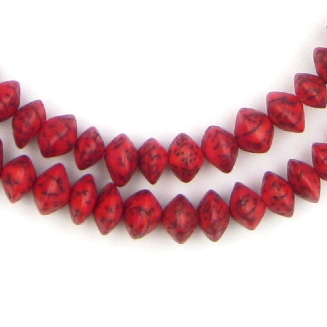 90 Coral Red Natural Saucer Seed Beads: Wood 10mm Rustic Ethnic ...