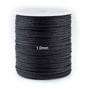 Black Waxed Cotton Cord: Choose 0.5mm 1mm 1.5mm 2mm 2.5mm 3mm, Spool of ...