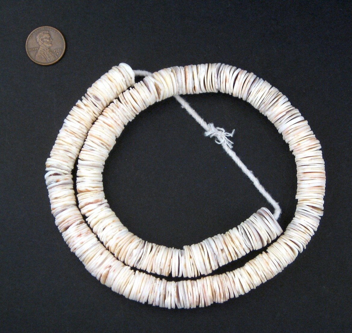 Trade Beads - Natural Shell Beads - 13mm White Sliced Disk Heishi ...