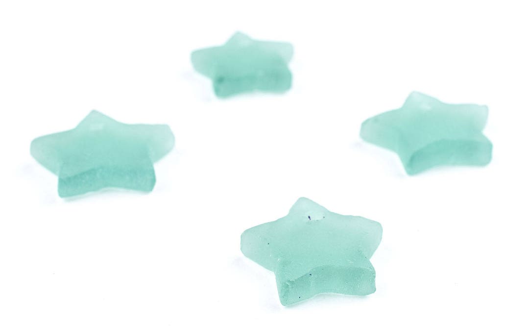 4 Green Aqua Sea Glass Star Pendants: Sea Glass Pendants Green Sea ...