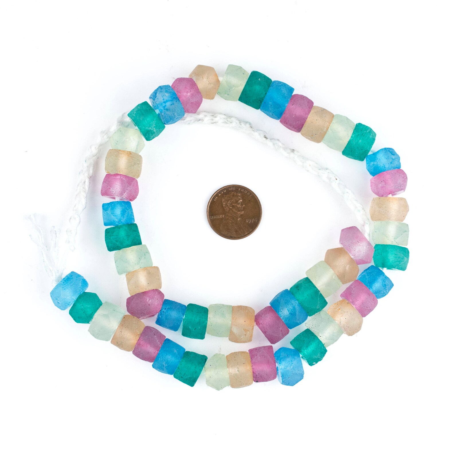 48 Faceted Glass Beads - Recycled Glass - Java Beads - Sea Glass Beads ...